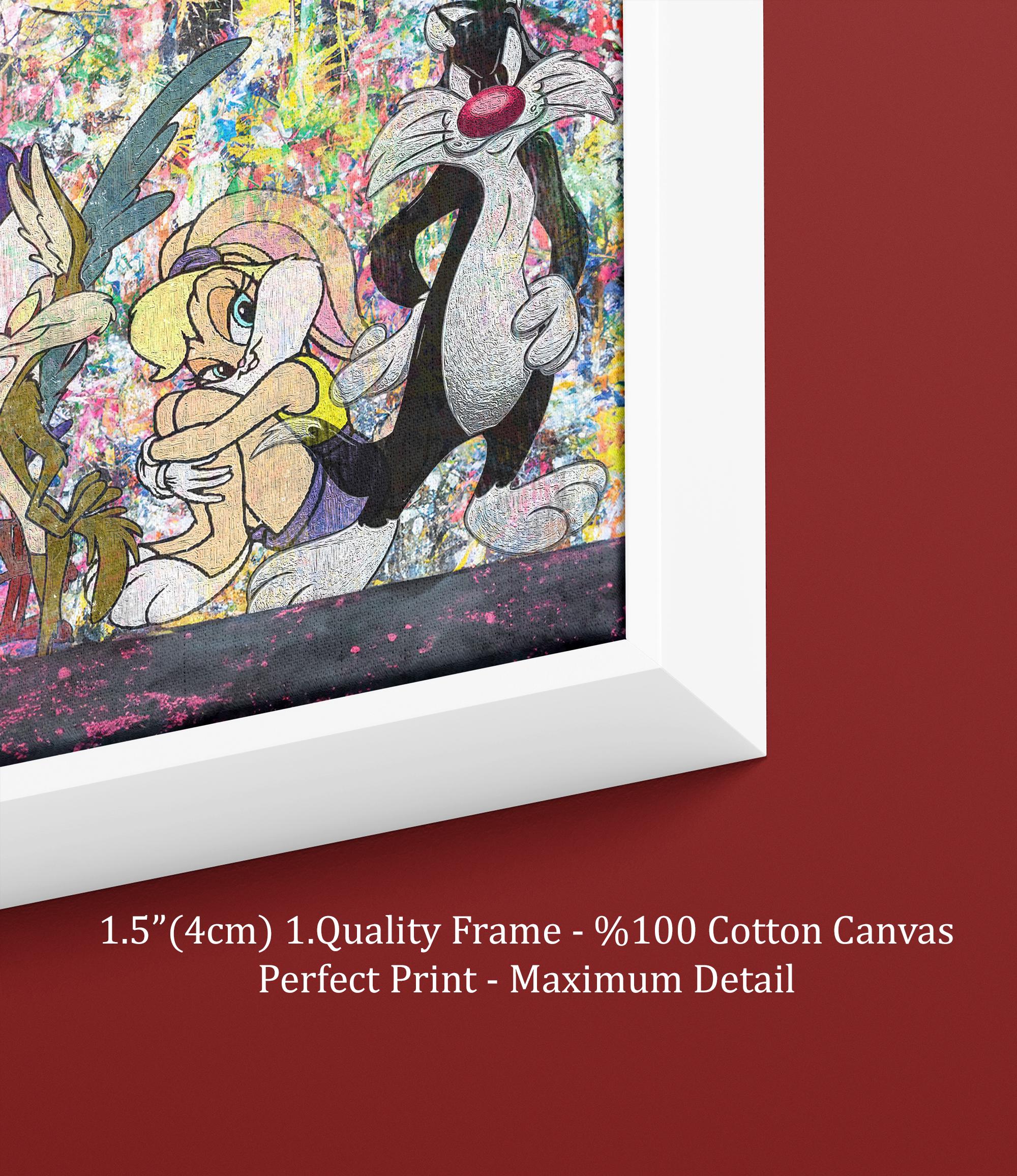 Banksy Style Looney Tunes Multi Characters Pop Art Canvas, Looney Tunes Cartoon Poster,bugs ...