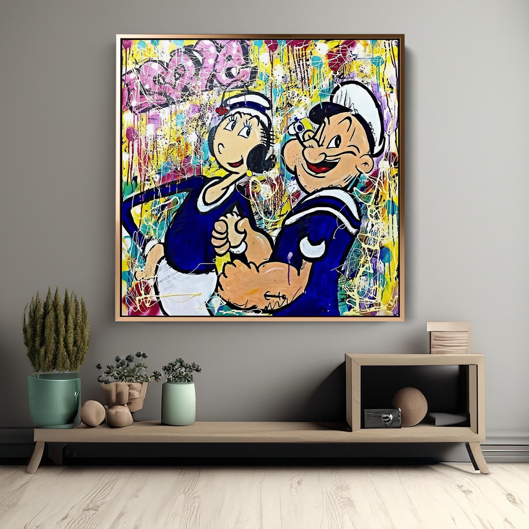 Popeye Pop Art Canvas Print, Luxury Painting Fashion Prints Cartoon ...