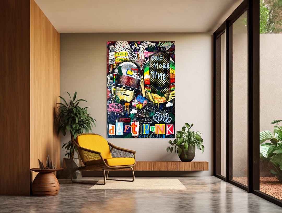 Daft Punk Forever Oil Painting Banksy Style Wall Art Original Painting 100% Hand Painted Pop Art ...