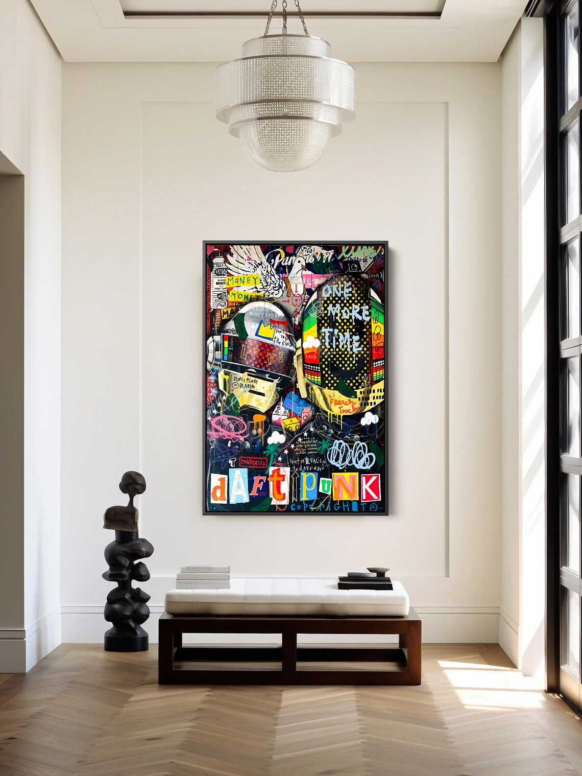 Daft Punk Forever Oil Painting Banksy Style Wall Art Original Painting 100% Hand Painted Pop Art ...