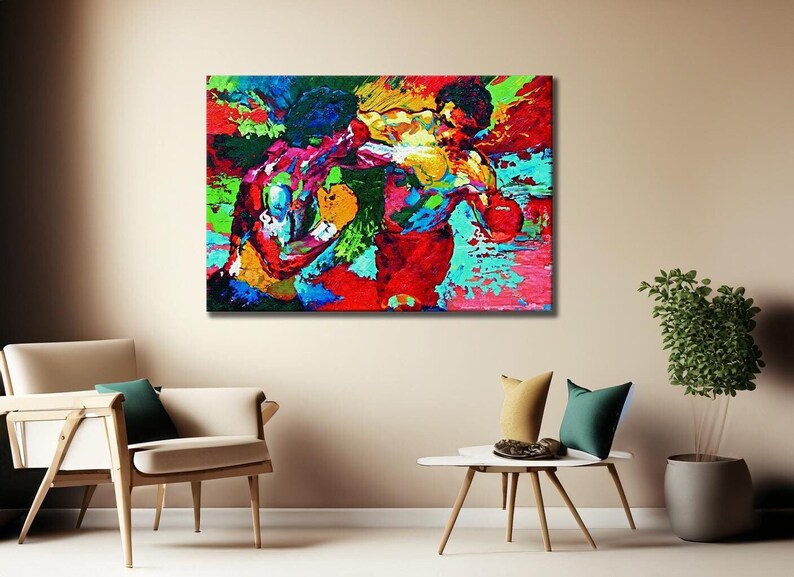 Rocky Balboa and Apollo Creed Boxing Match, Leroy Neiman Art, Colorful ...