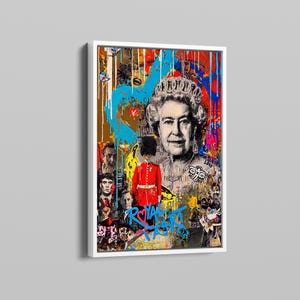 Banksy Queen Elizabeth Graffiti Pop Art Canvas, Banksy Style Pop Art ...
