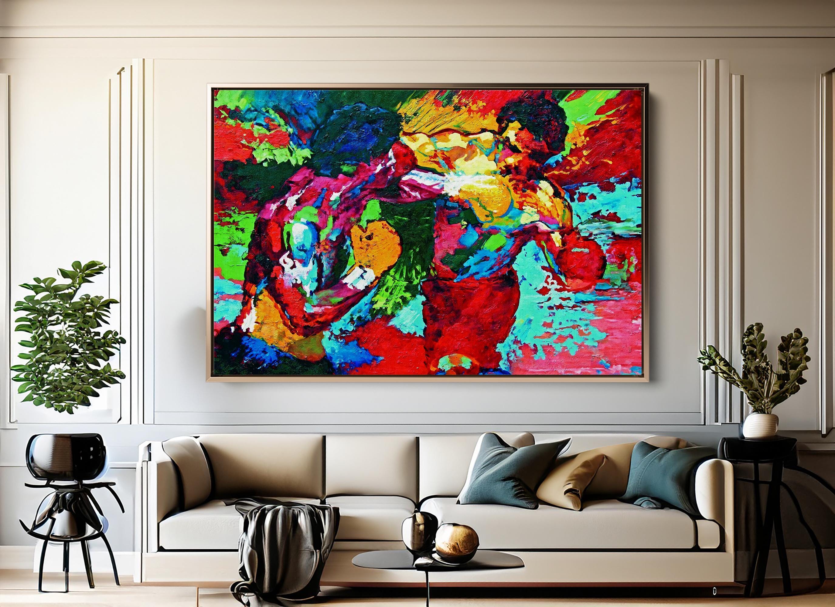 Rocky Balboa and Apollo Creed Boxing Match, Leroy Neiman Art, Colorful ...