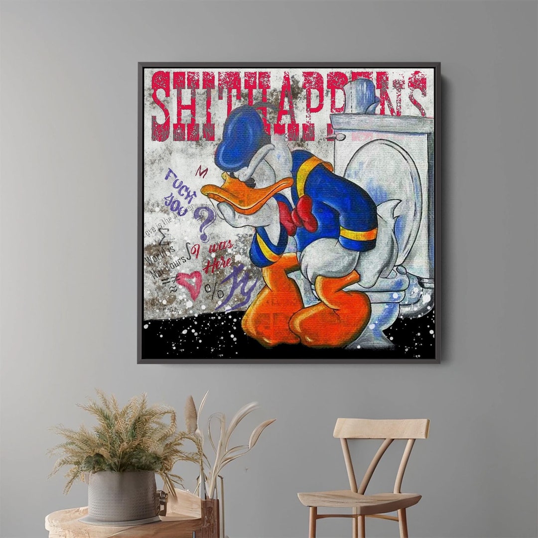 Donald Duck in the Toilet Pop Art Canvas Print, Banksy Art, Donald Duck ...