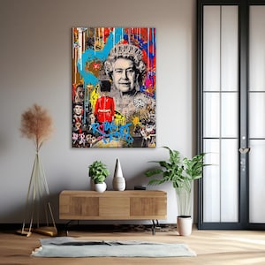 Banksy Queen Elizabeth Graffiti Pop Art Canvas, Banksy Style Pop Art ...