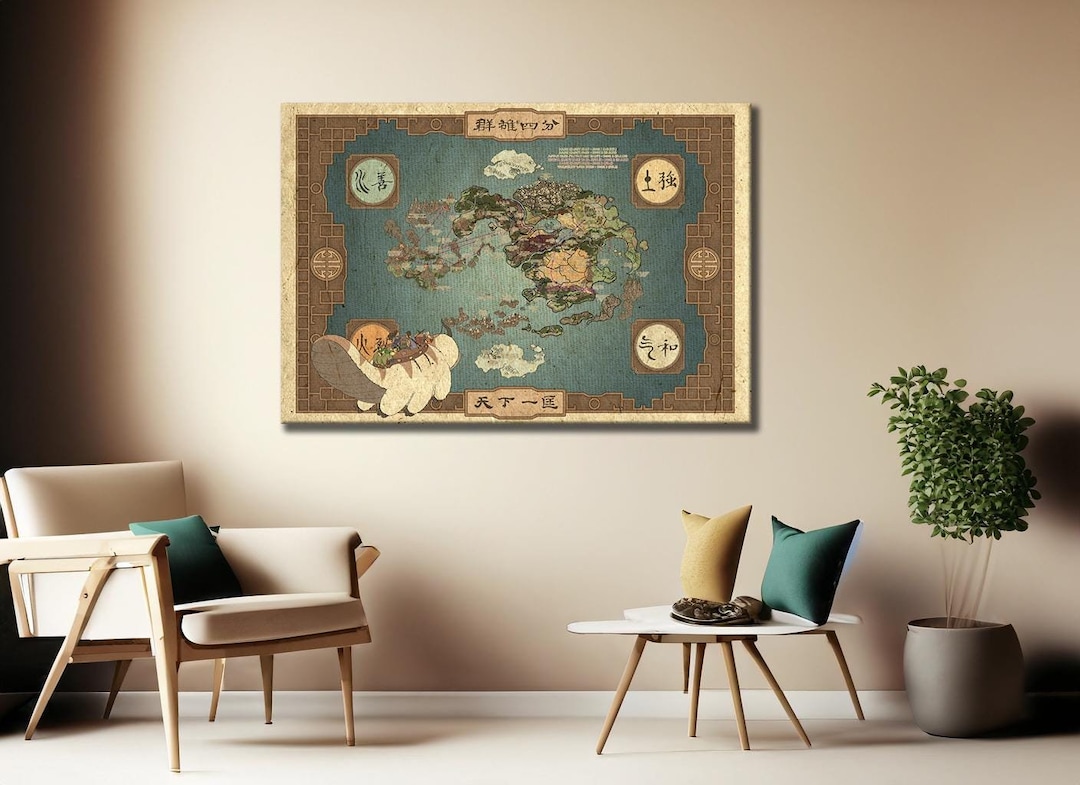 Avatar Air-bender World Map Canvas Wall Art Design ,poster Print Decor ...