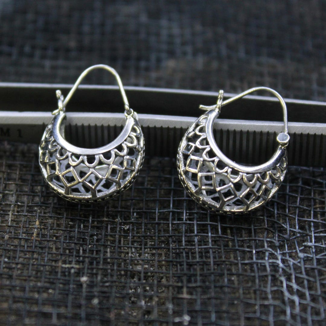 Handmade 24K Gold Over Sterling Silver Bag Earrings: Filigree Jewelry ...