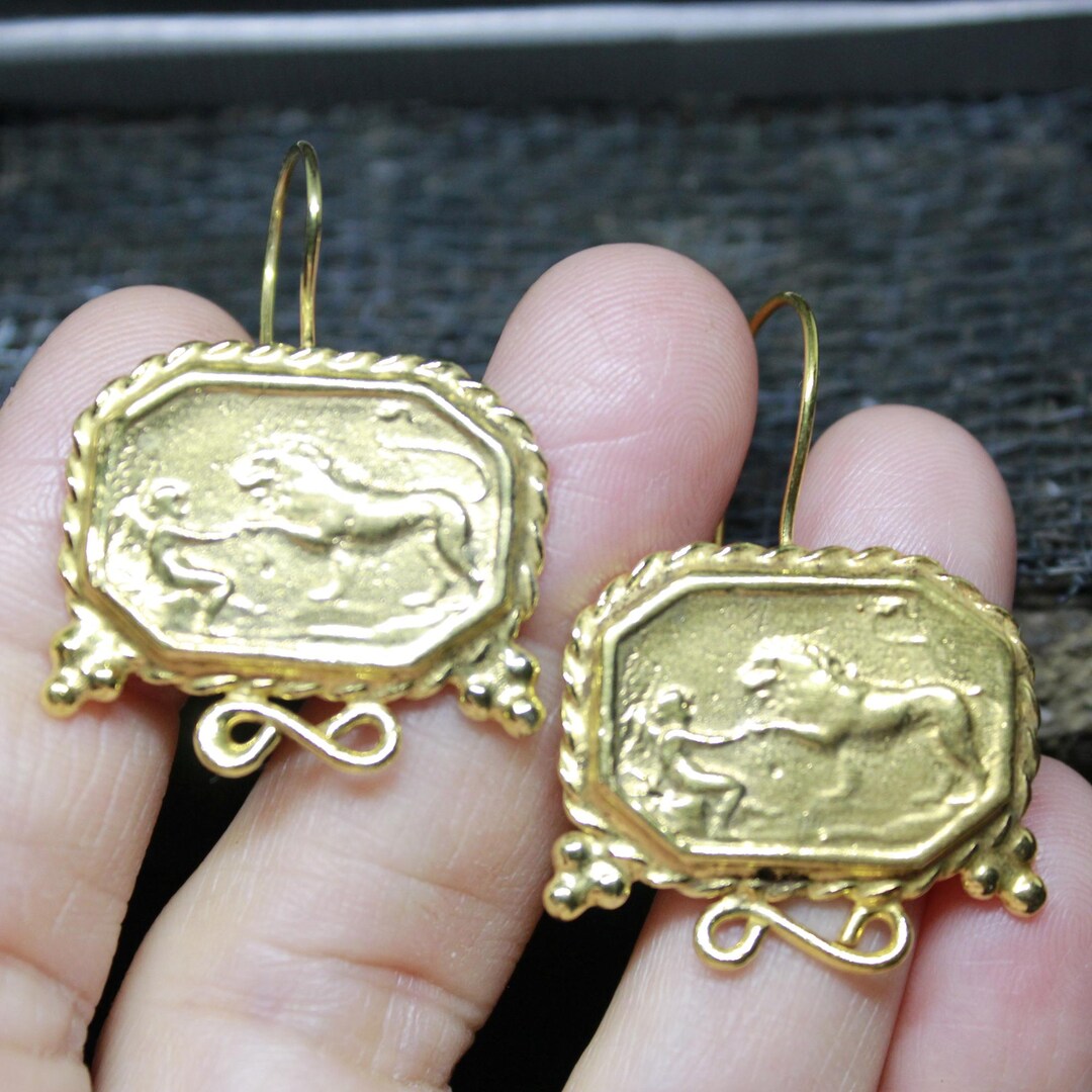 Bronze Greek God Hercules Earrings – Ancient Mythology-inspired Jewelry ...