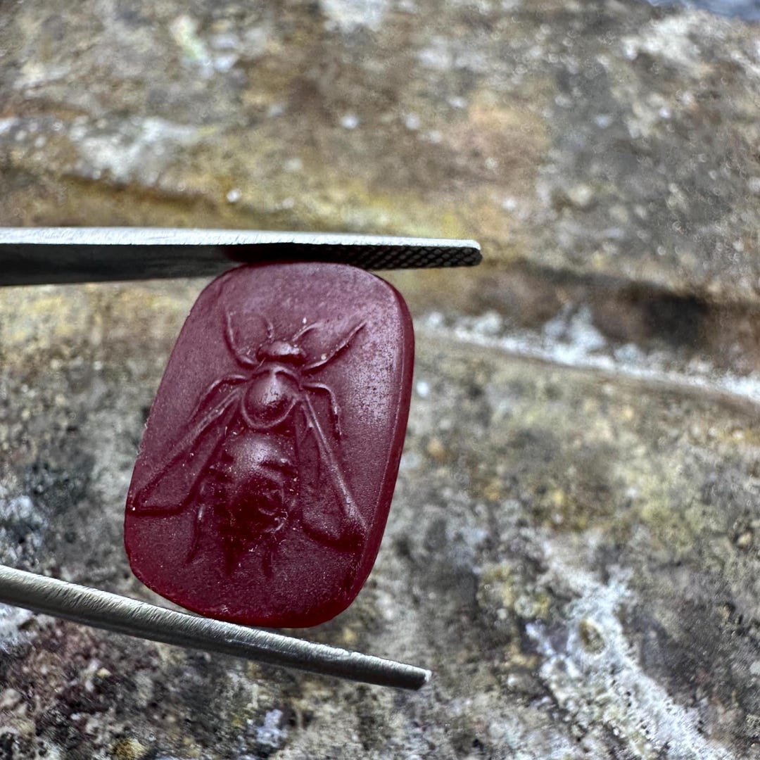 Handmade Glass Greek Bee Intaglio for Make Jewelry, Antique Looks ...