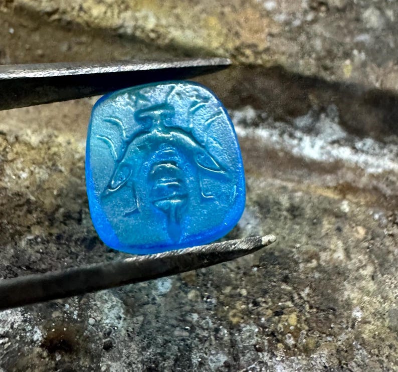 Handmade Glass Greek Bee Intaglio for Make Jewelry, Antique Looks ...
