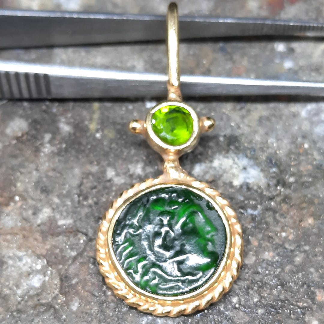 Handmade Enamel Alexander the Great Intaglio Pendant Silver Jewelry ...