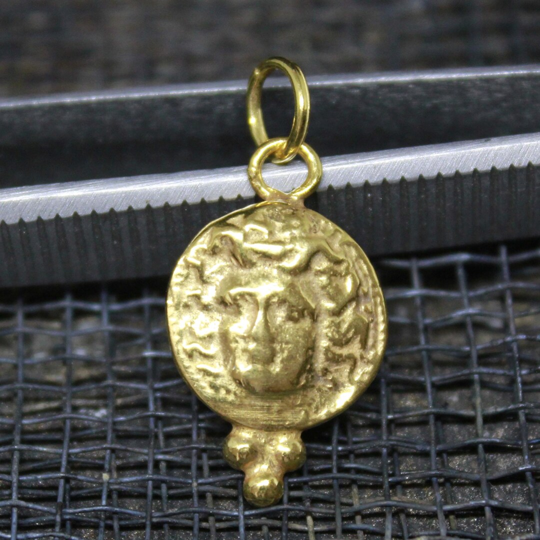 Medusa Coin Pendant: Bronze Intaglio, 24K Gold Over Sterling Silver - Etsy