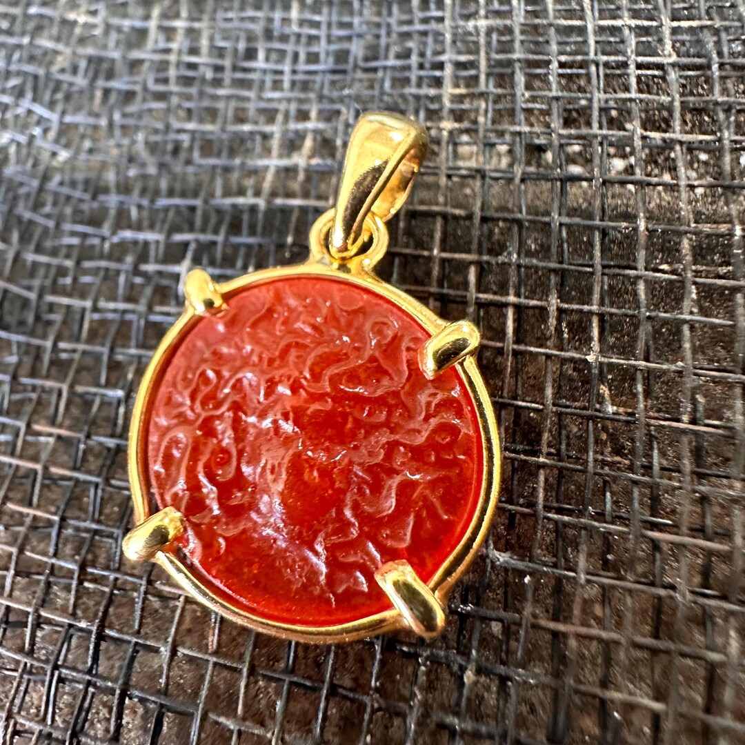 Handmade Glass Medusa Intaglio Pendant Silver Jewelry, 24K Gold Over ...