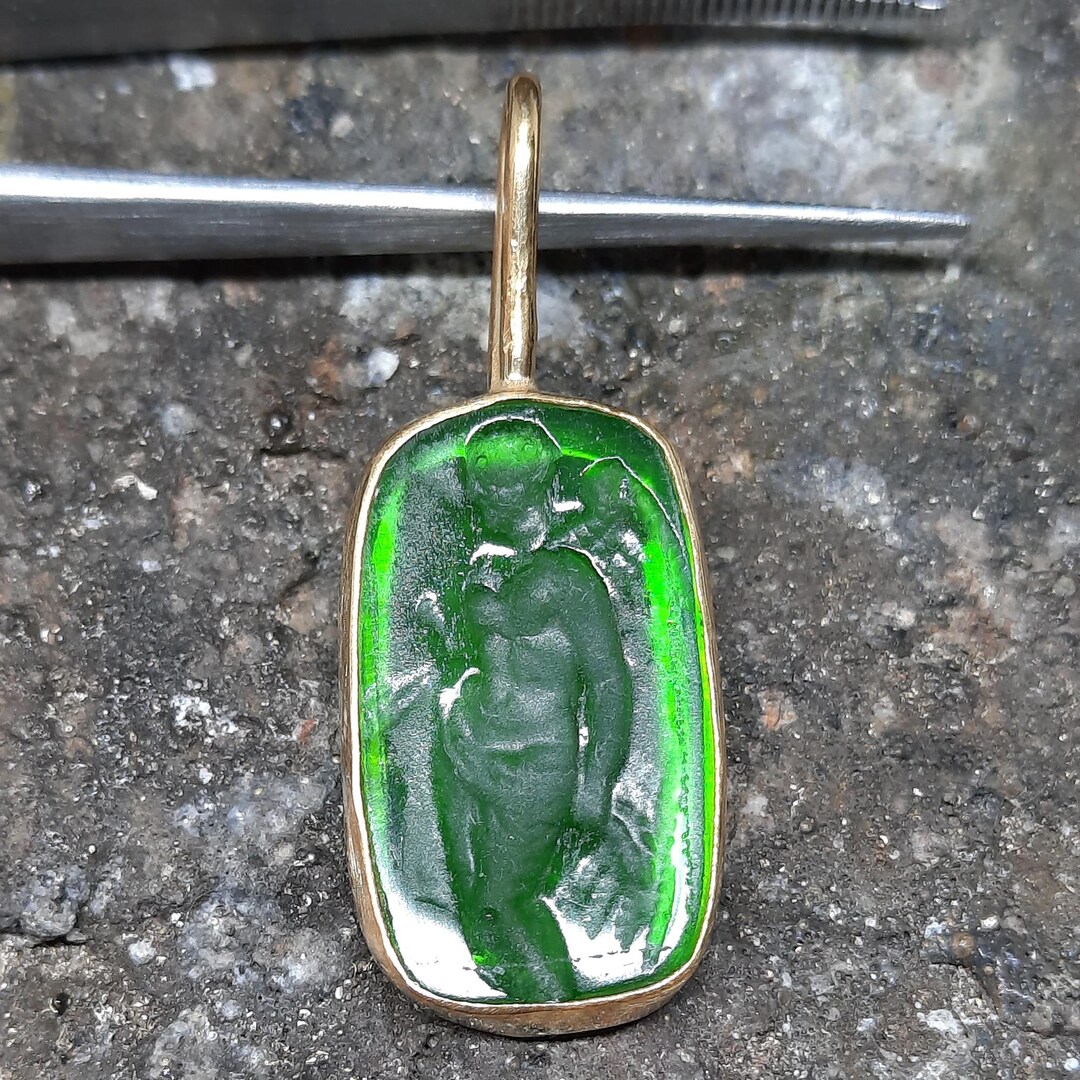 Handmade Enamel Nike Goddess of Victory Intaglio Pendant Silver Jewelry ...