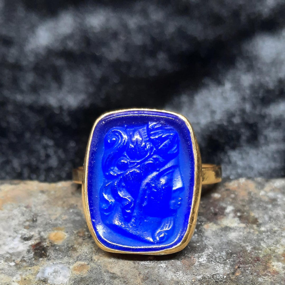 Enamel Aphrodite Intaglio Ring: 24K Gold Over Sterling Silver - Etsy