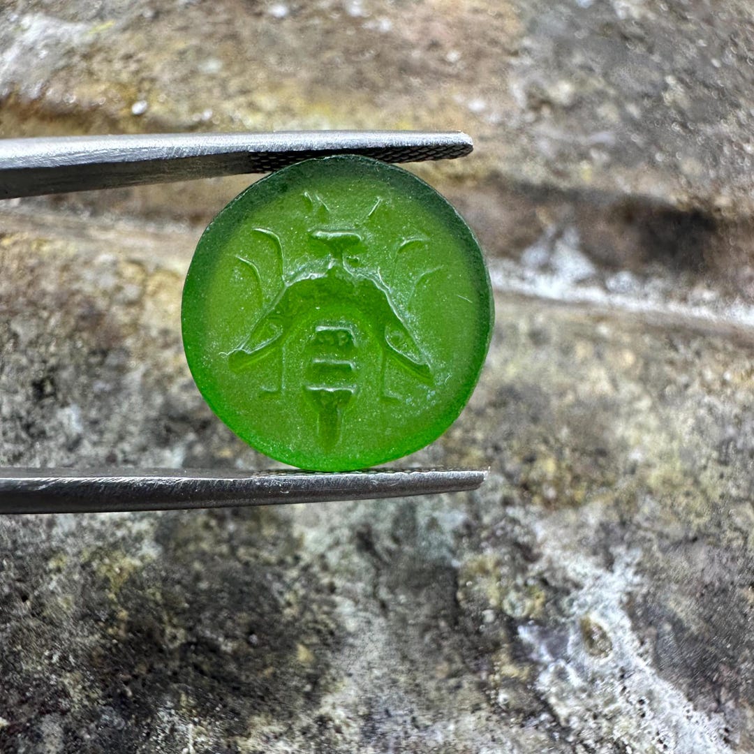 Handmade Glass Greek Bee Intaglio for Make Jewelry, Antique Looks ...