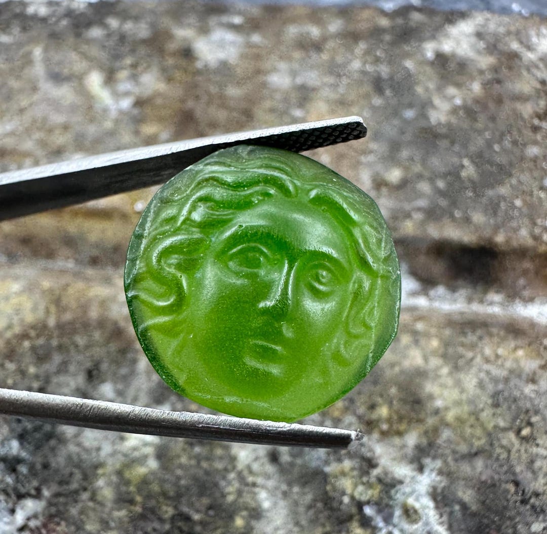 Handmade Glass Apollon Intaglio for Make Jewelry - Antique Looks ...