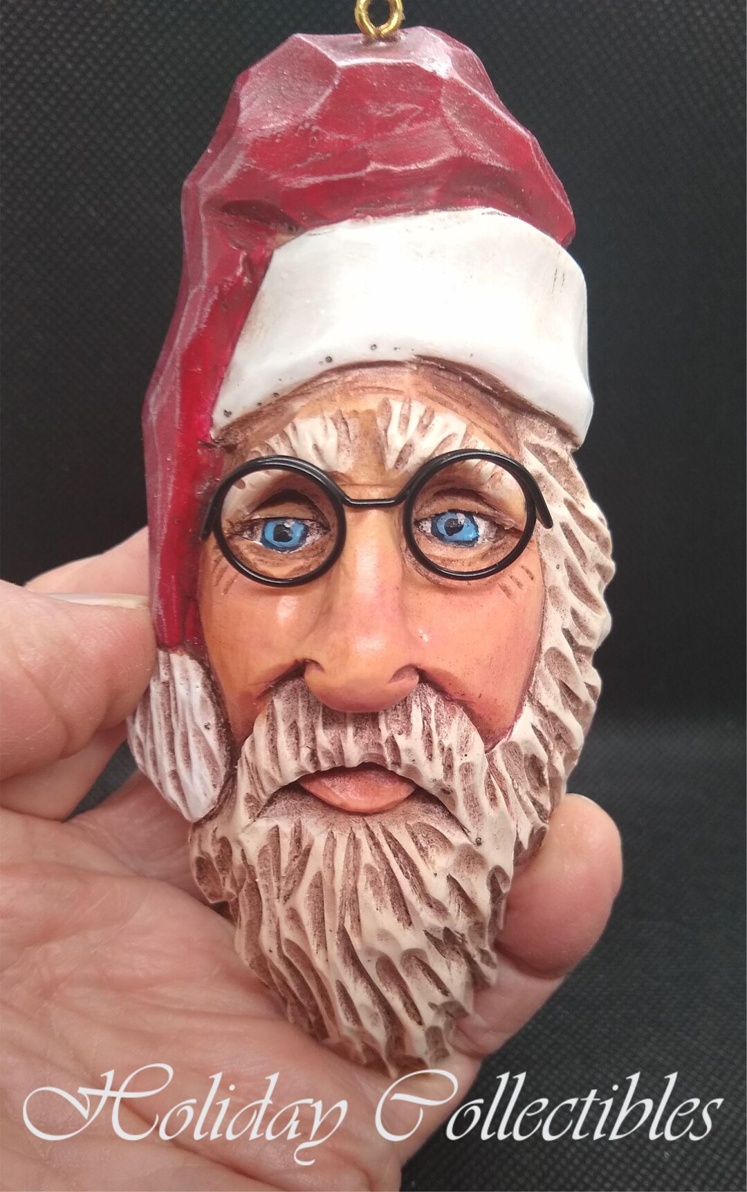 Carved Santa Face-carved Santa Ornament-santa Christmas Ornament-carved ...