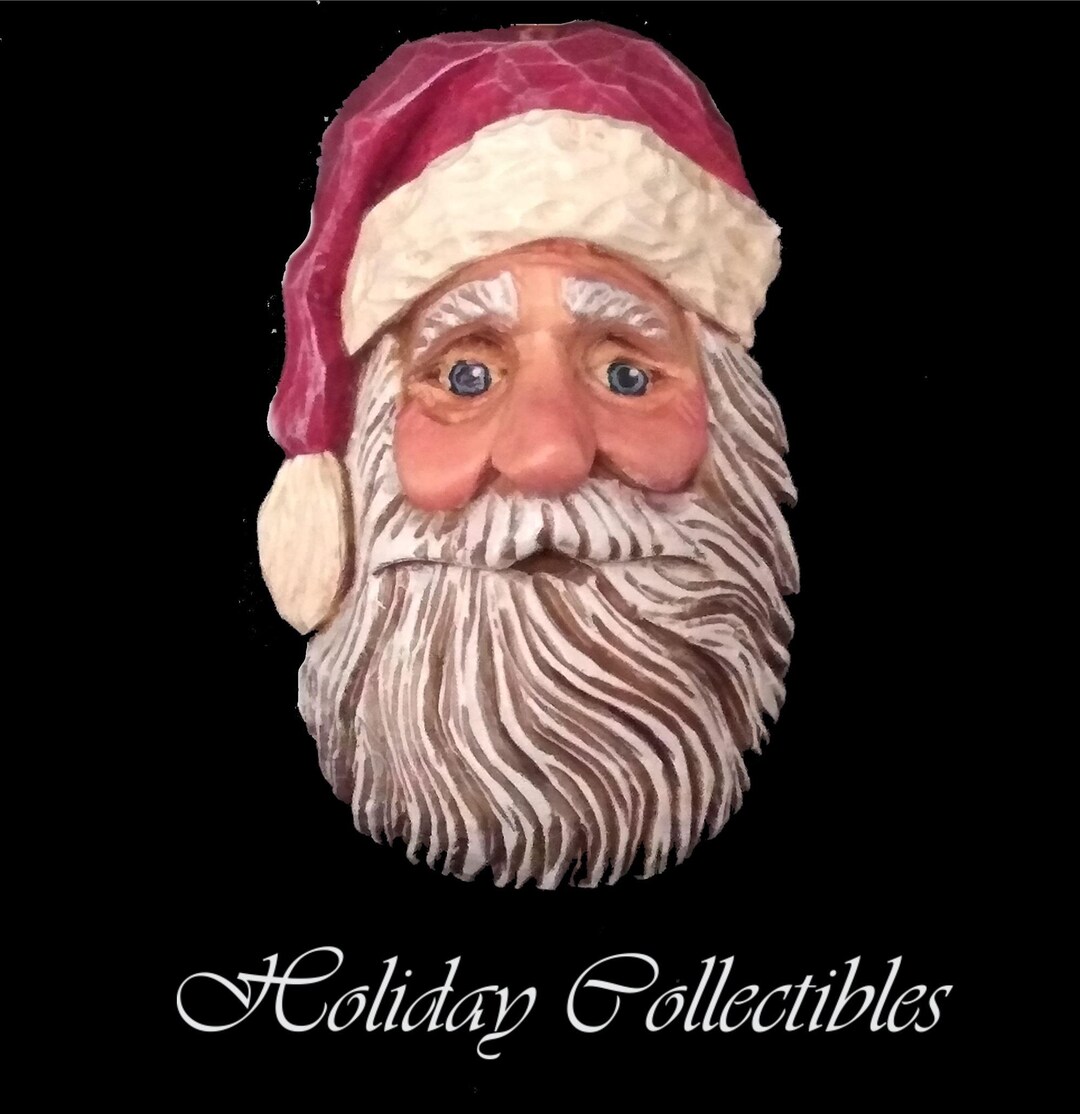 Carved Santa Face-carved Santa Ornament-santa Christmas Ornament-carved ...