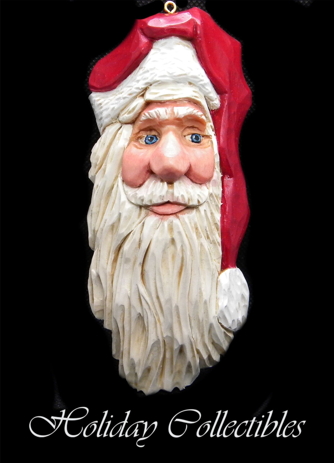 Carved Santa Face-carved Santa Ornament-santa Christmas Ornament-carved ...