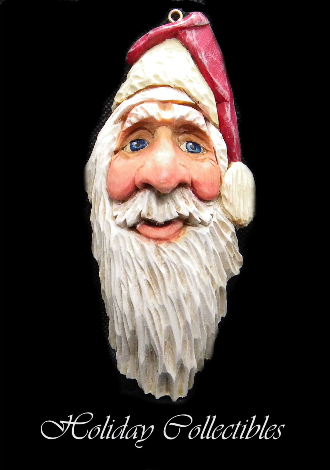 Carved Santa Face-carved Santa Ornament-santa Christmas Ornament-carved ...