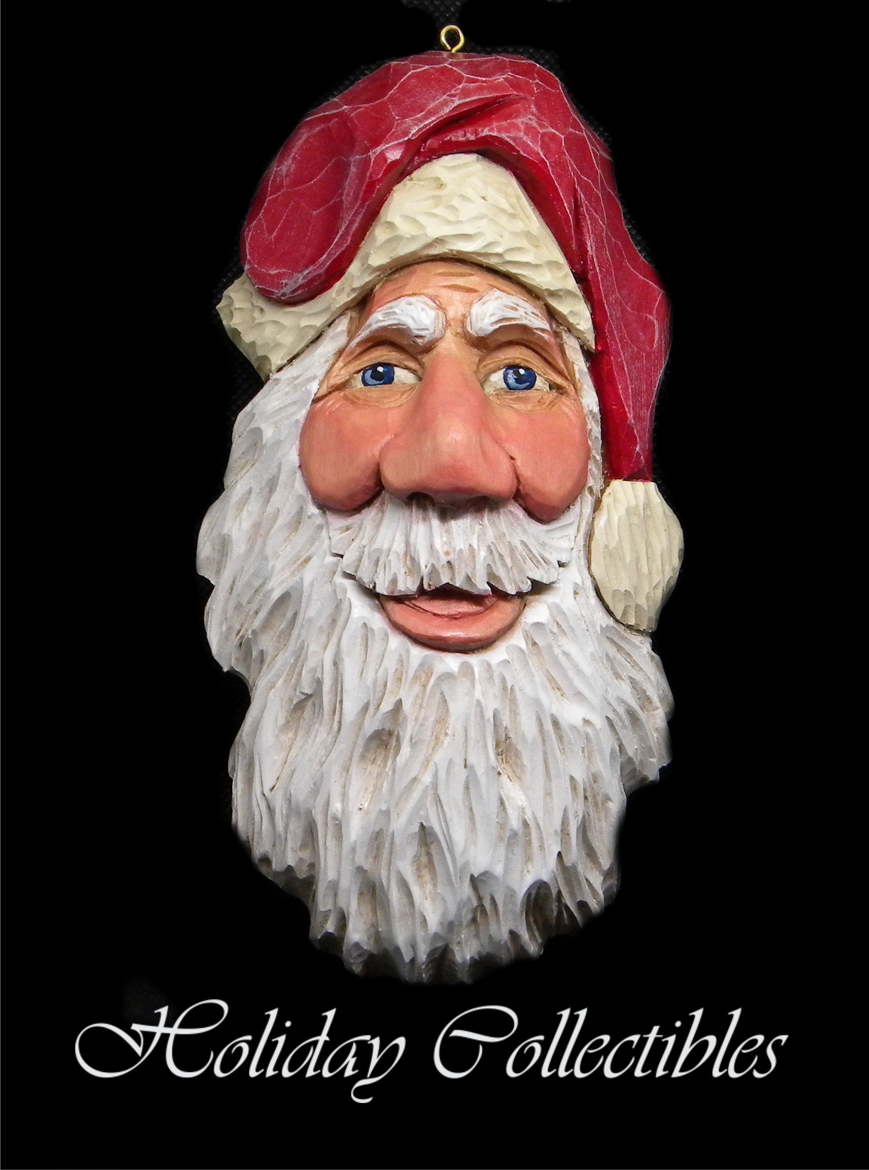 Large Carved Santa Face-carved Santa Ornament-santa Christmas Ornament ...