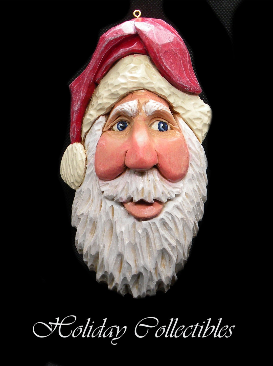 Large Carved Santa Face-carved Santa Ornament-santa Christmas Ornament ...
