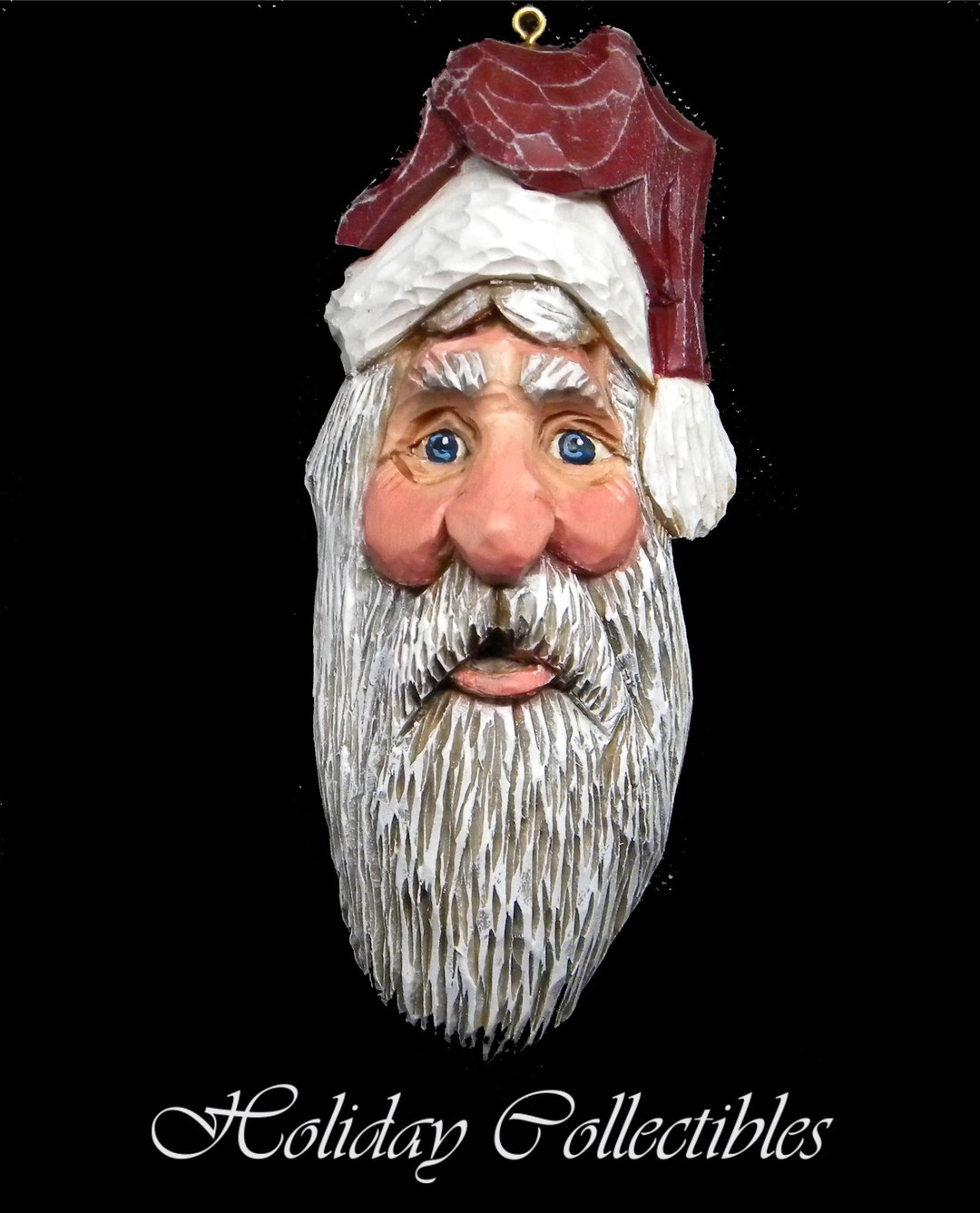 Carved Santa Face-carved Santa Ornament-santa Christmas Ornament-carved ...