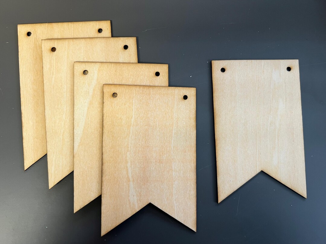 Blank Wooden Bunting Swallowtail Flags Shapes Garland 10cm Natural ...