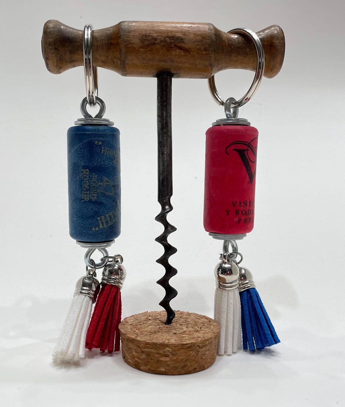 Handmade Patriotic Cork Keychains Red, White, and Blue - Etsy