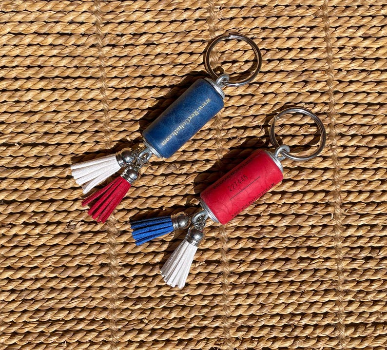 Handmade Patriotic Cork Keychains Red, White, and Blue - Etsy