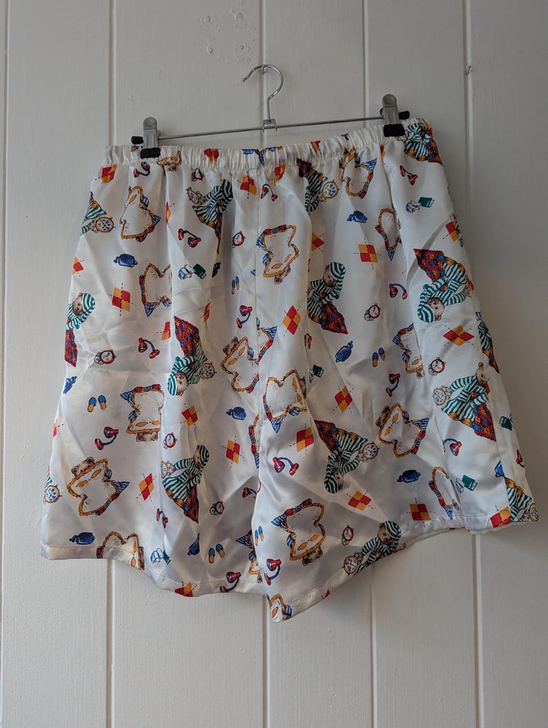 80s 90s Silky Short Teddy Bear Print Pajama Set - Etsy