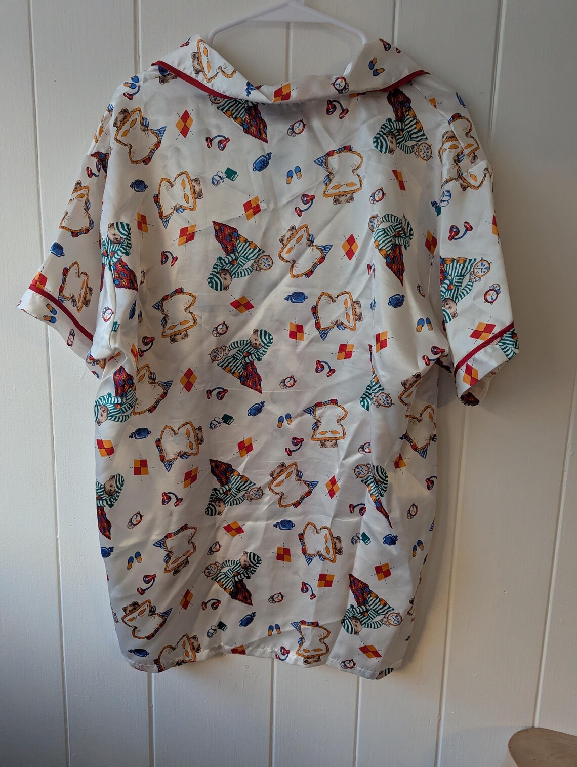 80s 90s Silky Short Teddy Bear Print Pajama Set - Etsy