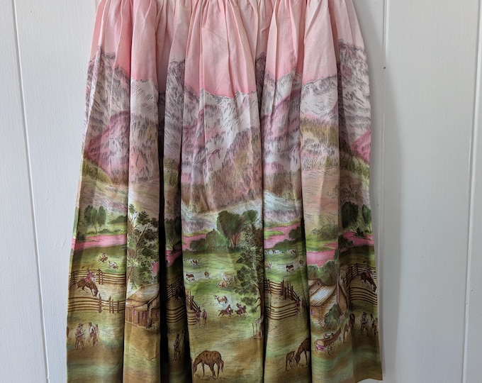 1950s Square Dancing Cowboy Ranch Print Circle Skirt - Etsy
