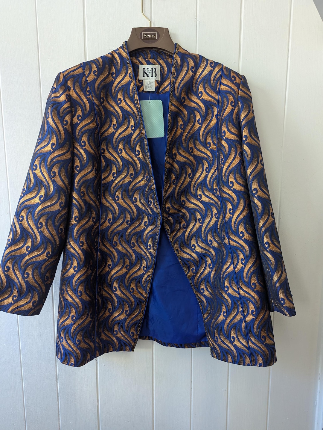 80s Blue and Gold Blazer - Etsy