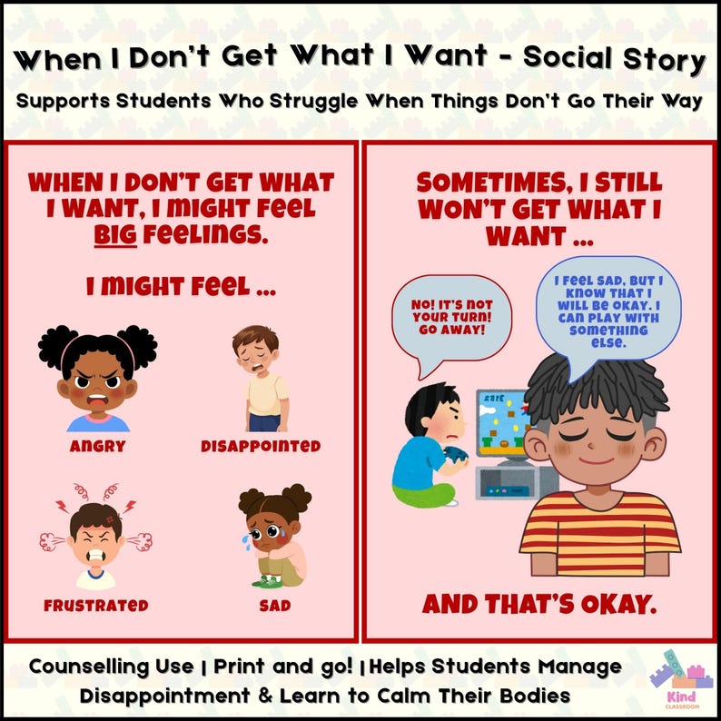 SEL Handling ‘no' Social Story for Big Emotions, Self-regulation ...