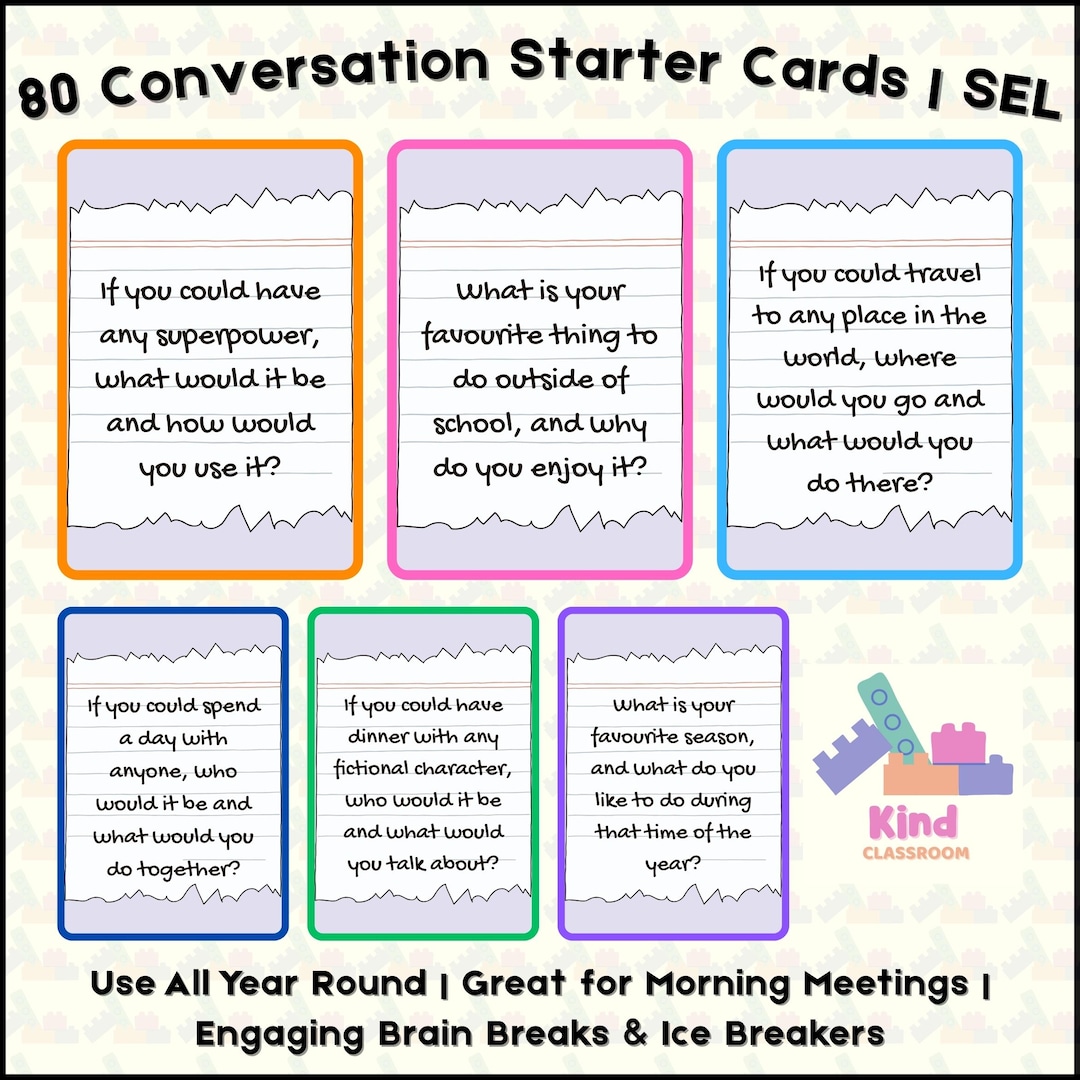 Conversation Cards for Kids | 80 Classroom Discussion Prompts | Morning ...