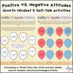 Positive VS. Negative Attitudes Worksheet for Kids | Growth Mindset ...