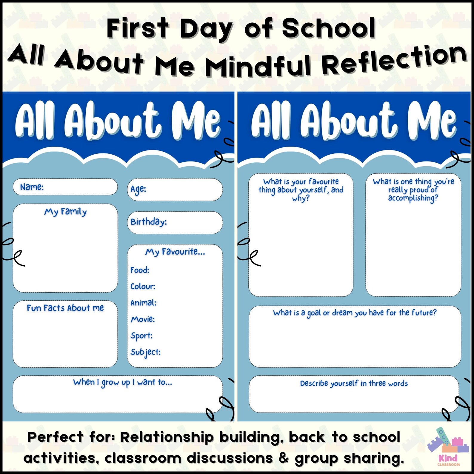 Back to School Worksheet: Mindful Self-reflection Activity for Kids - Etsy