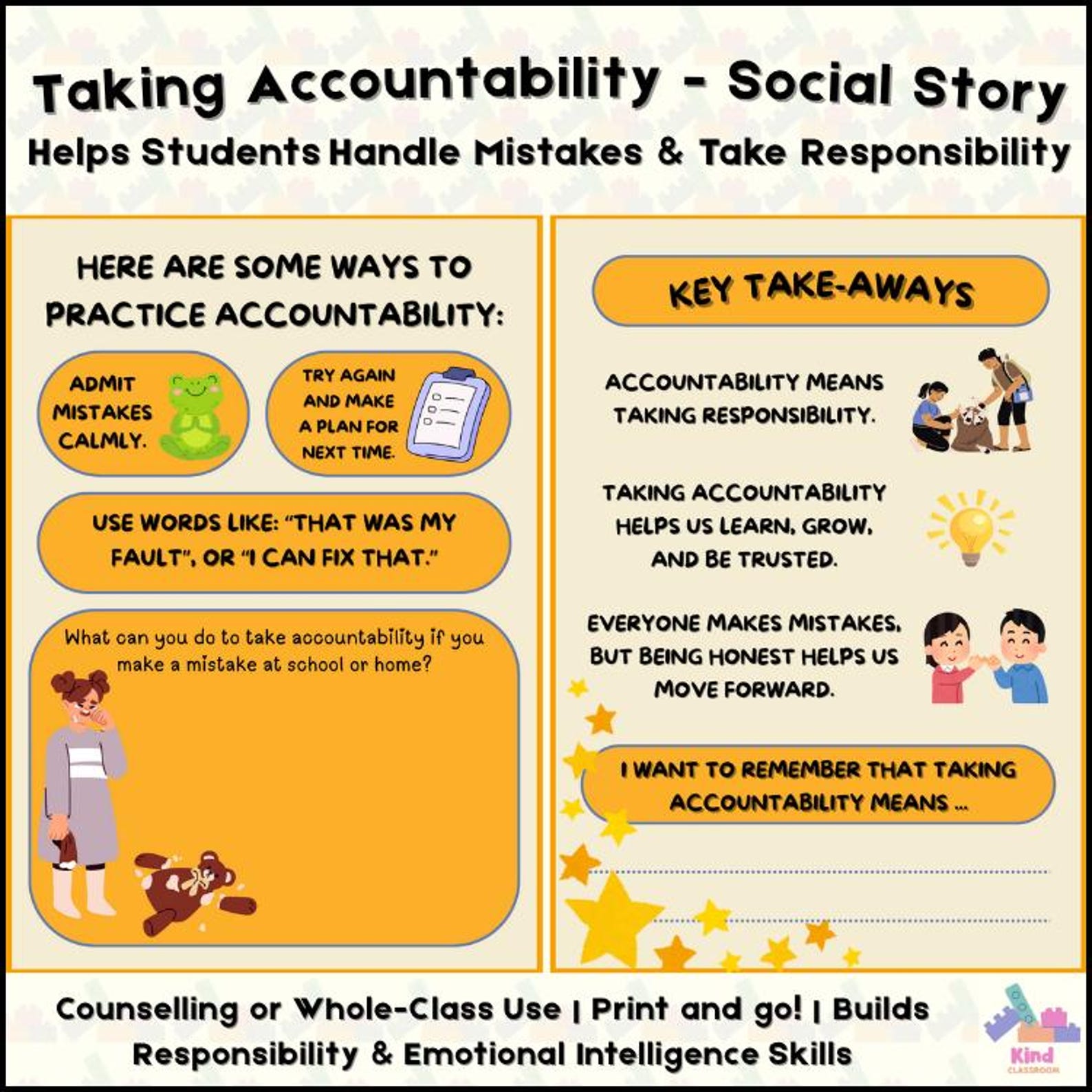 Accountability Social Story for Kids: SEL & Autism Support - Etsy