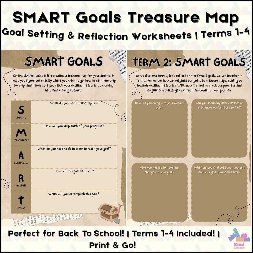 SMART Goals Treasure Map: Back to School Student Worksheet (SEL ...