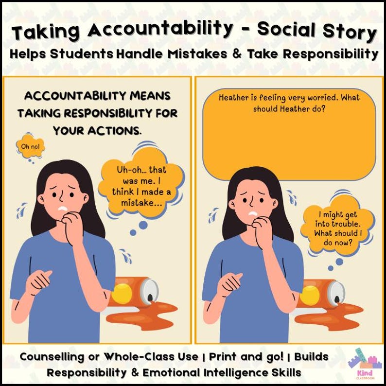Accountability Social Story for Kids: SEL & Autism Support - Etsy