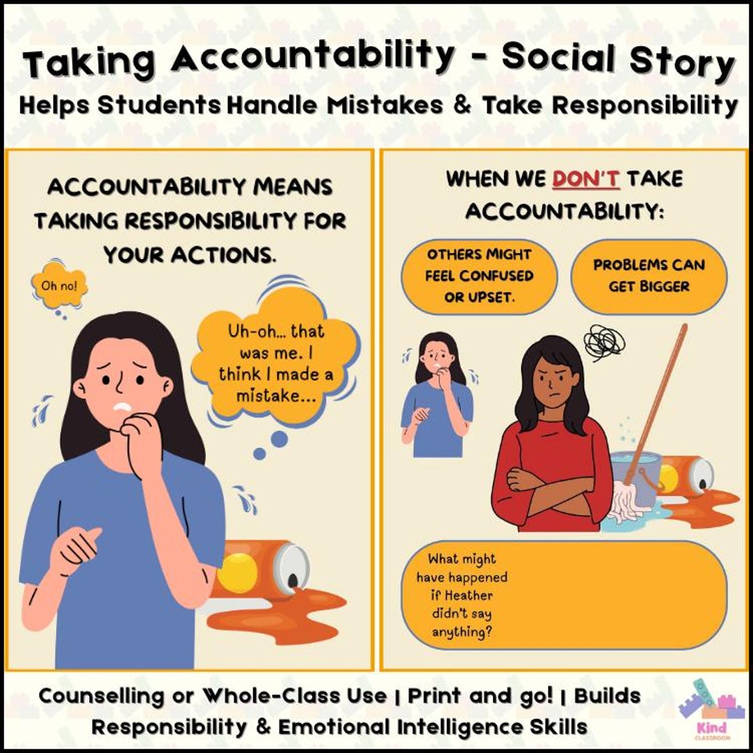 Accountability Social Story for Kids: SEL & Autism Support - Etsy