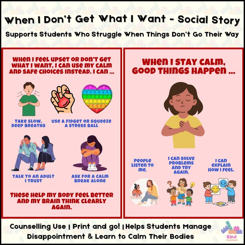 SEL Handling ‘no' Social Story for Big Emotions, Self-regulation ...