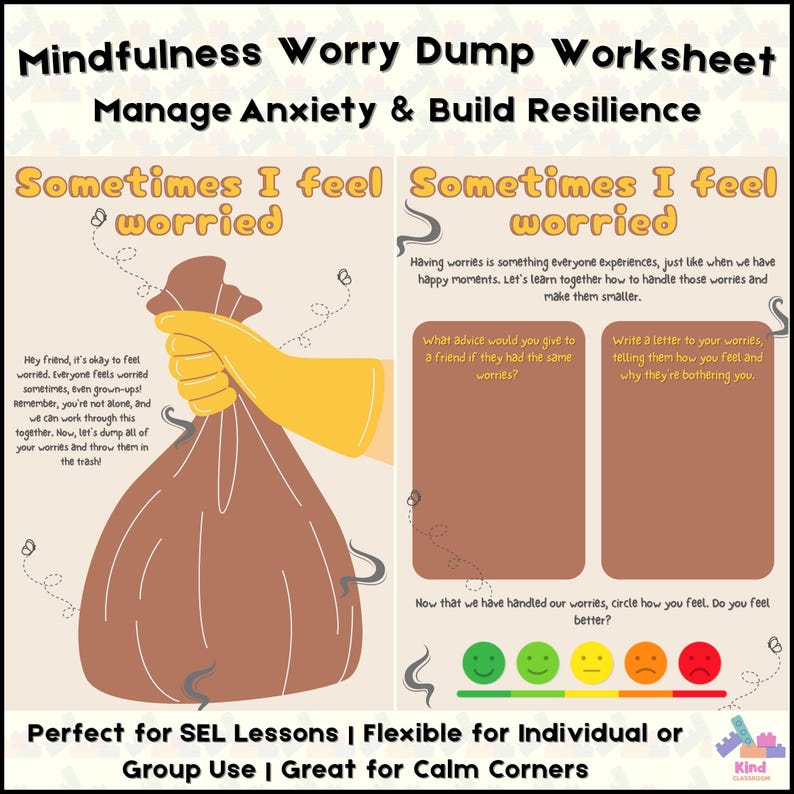 Worry Anxiety Worksheet for Kids | “sometimes I Feel Worried” SEL ...