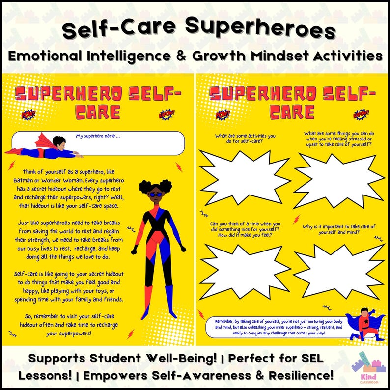 Self-care Superheroes Worksheet for Kids | SEL Self-care Activities ...