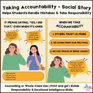 Accountability Social Story for Kids: SEL & Autism Support - Etsy