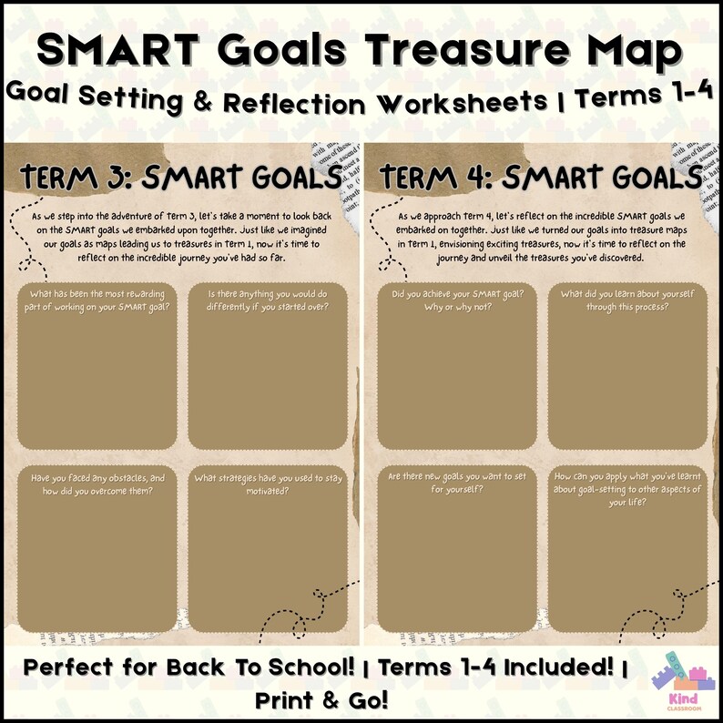SMART Goals Treasure Map: Back to School Student Worksheet (SEL ...