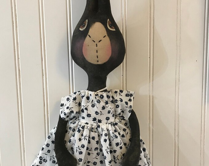 Primitive Folk Art Bunny Easter Rabbit Handmade Farmhouse Doll Feed ...