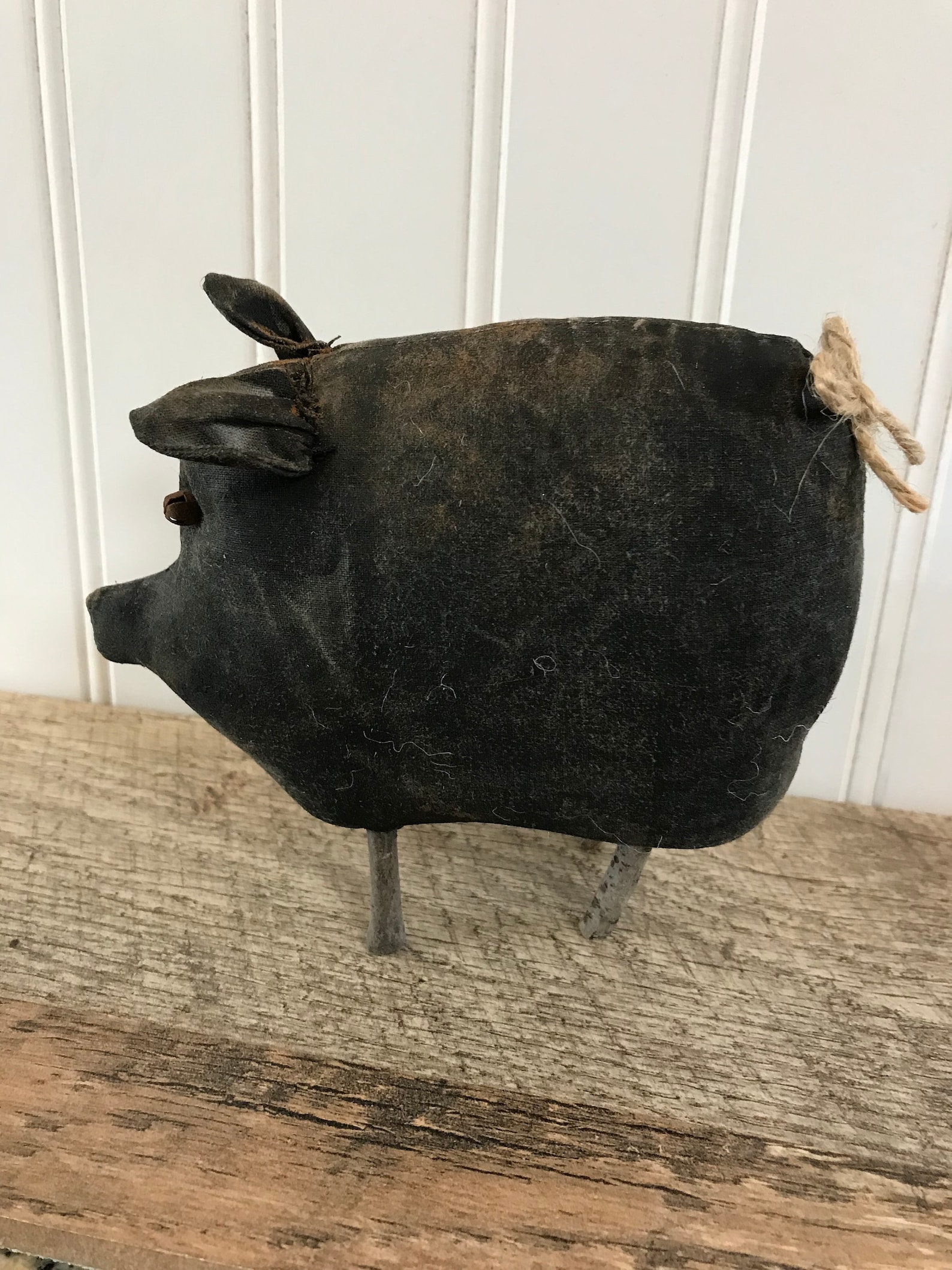 Primitive Folk Art Black Pig Shelf Sitter - Etsy